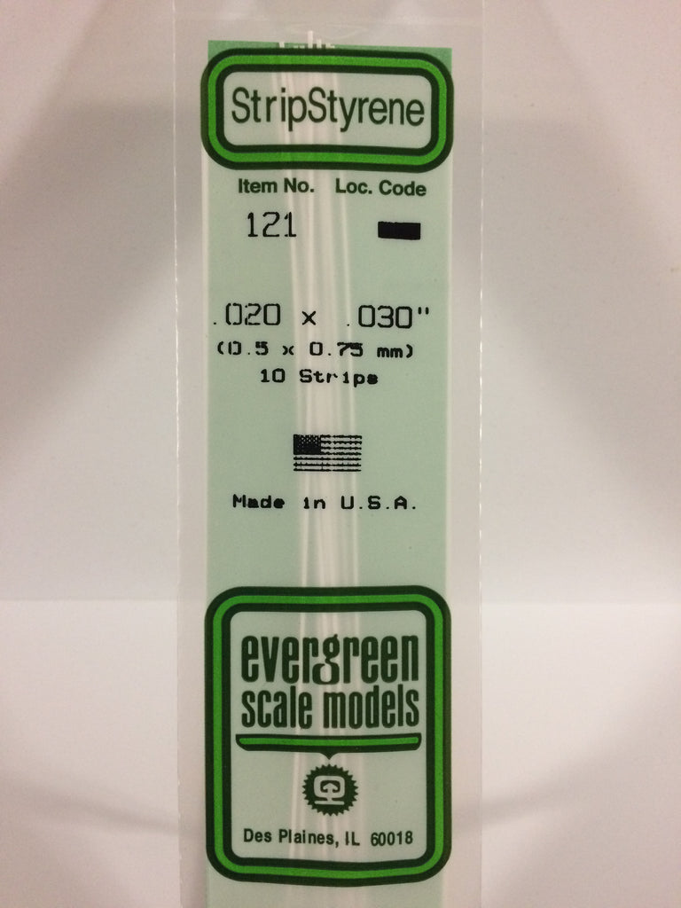 121 - .020" X .030" OPAQUE WHITE POLYSTYRENE STRIP - Evergreen Scale Models