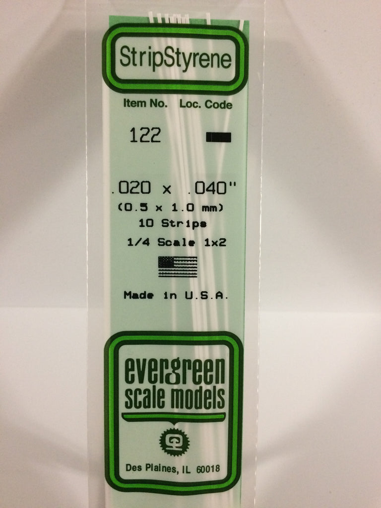 122 - .020" X .040" OPAQUE WHITE POLYSTYRENE STRIP - Evergreen Scale Models