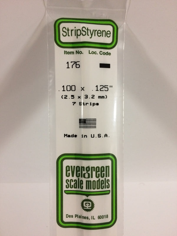 176 - .100" X .125" OPAQUE WHITE POLYSTYRENE STRIP - Evergreen Scale Models