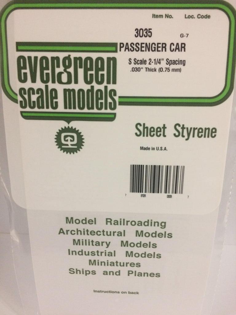 3035 - .035" OPAQUE WHITE POLYSTYRENE PASSENGER CAR SIDING - Evergreen ...