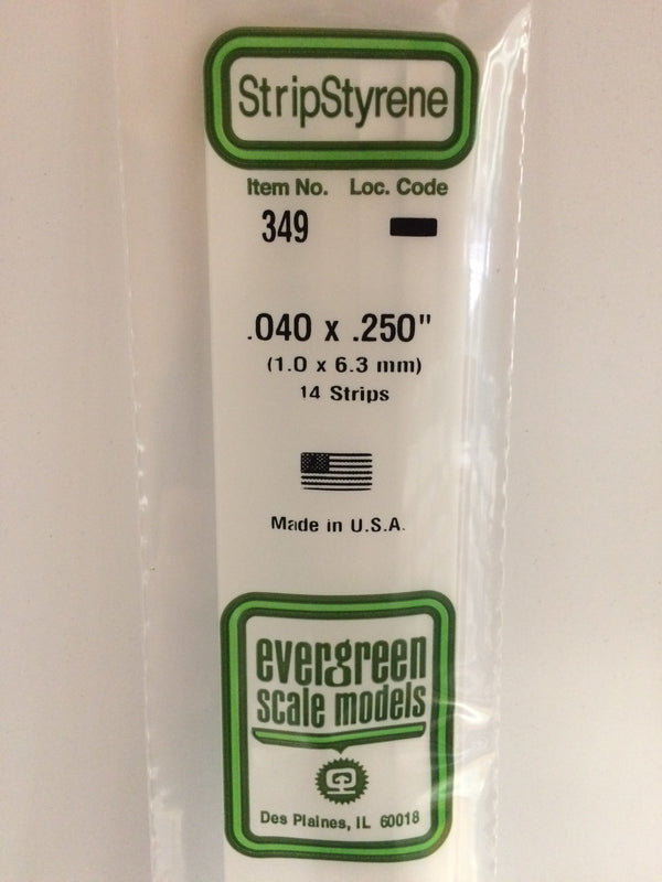 349 - .040" X .250" X 24" OPAQUE WHITE POLYSTYRENE STRIP - Evergreen ...