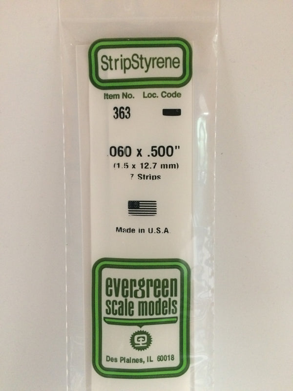 363 - .060" X .500" X 24" OPAQUE WHITE POLYSTYRENE STRIP - Evergreen ...