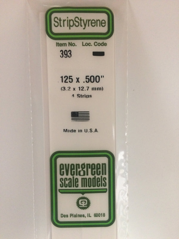 393 - .125" X .500" X 24" OPAQUE WHITE POLYSTYRENE STRIP - Evergreen ...