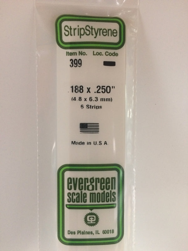 399 - .188" X .250" X 24" OPAQUE WHITE POLYSTYRENE STRIP - Evergreen ...