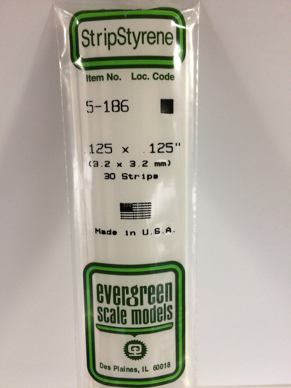 186 - .125" X .125" OPAQUE WHITE POLYSTYRENE STRIP - Evergreen Scale Models